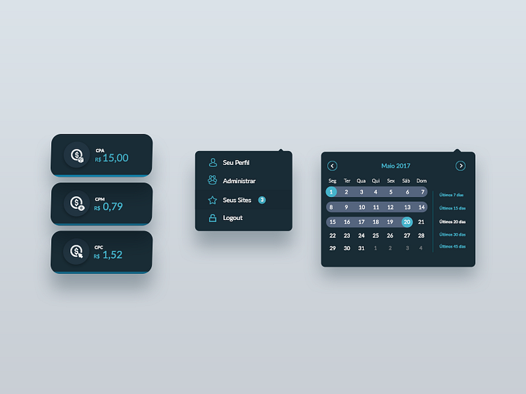 Dashboard menu Kit by Jonathan Amoroso on Dribbble