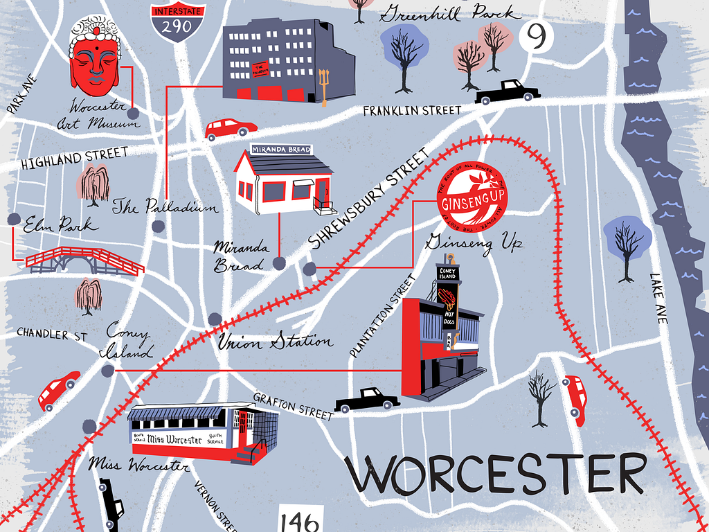 Map of Worcester by Youngshim Gontijo on Dribbble