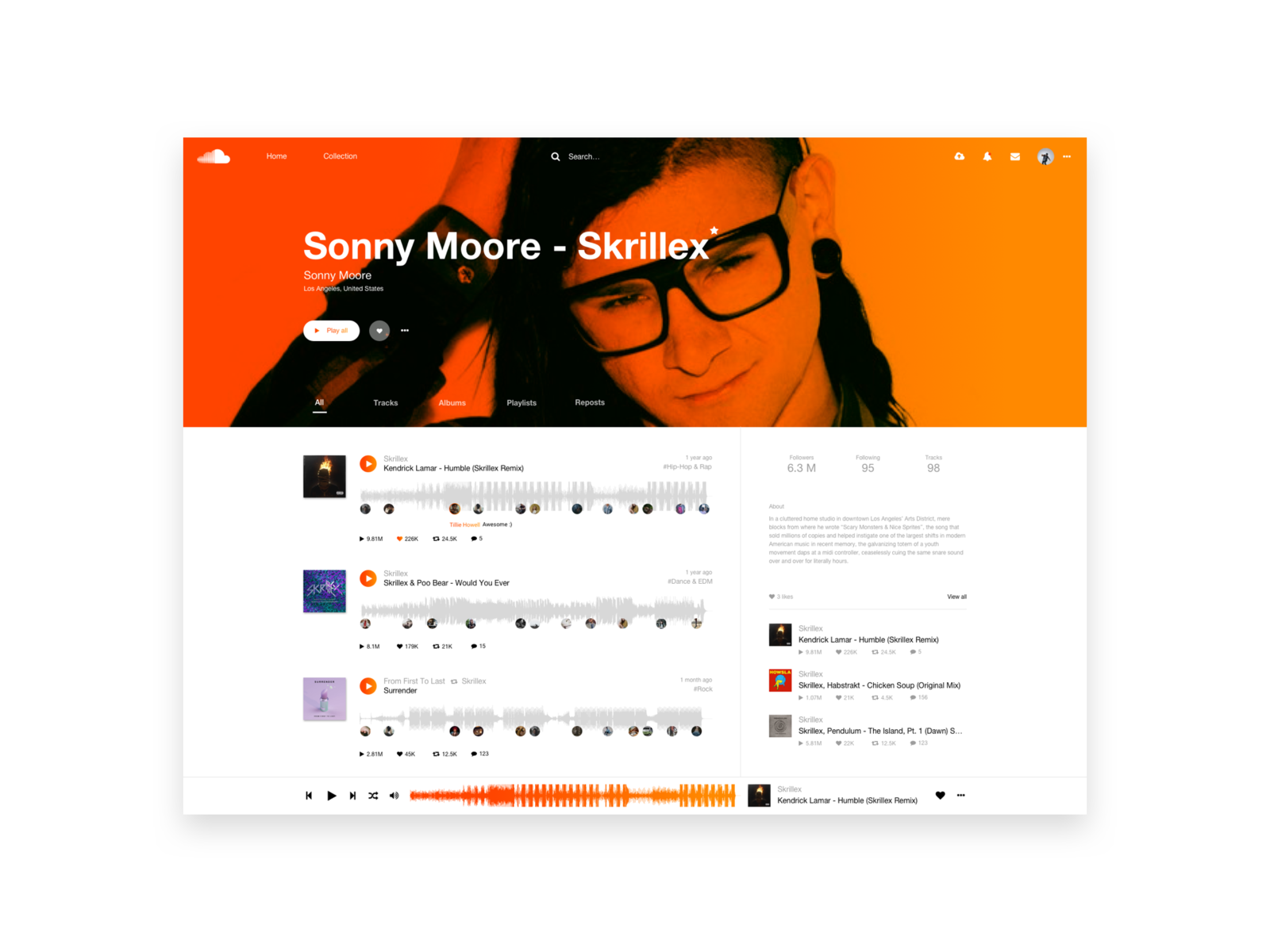 Soundcloud Redesign Concept - Artist page by Nikita E. on Dribbble