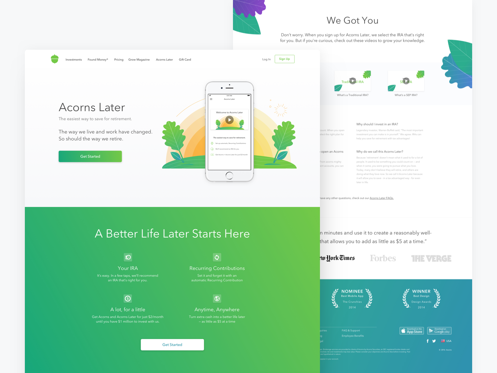 Acorns Later - Marketing Site by Matt Zelazo on Dribbble