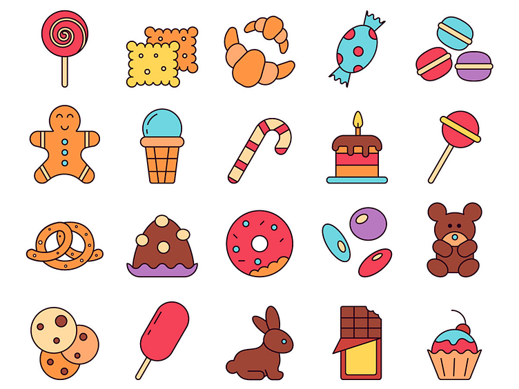 Sweets Vector Freebie Icon Set by GraphicSurf on Dribbble