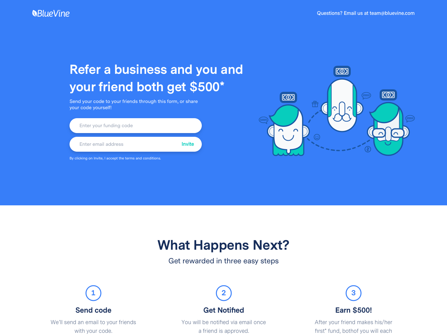 BlueVine Referral Landing Page by Adelaide Wang for Bluevine on Dribbble