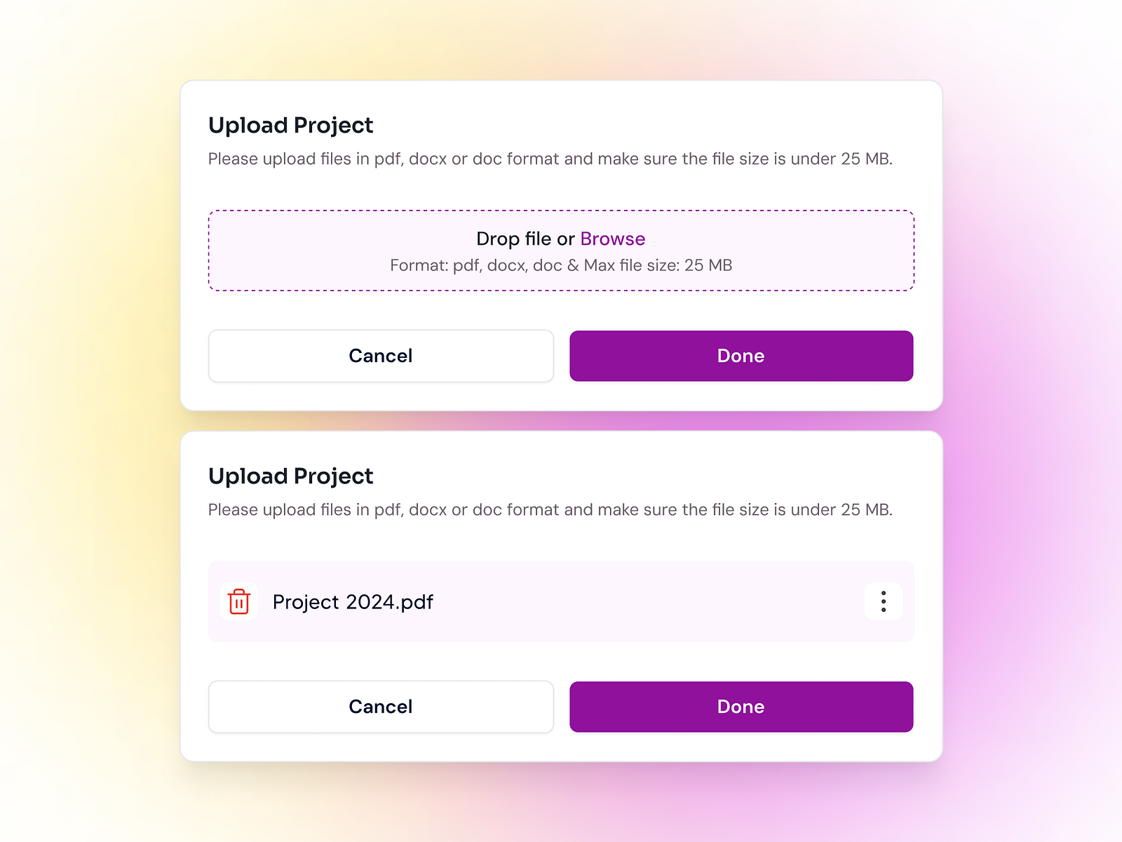 File Uploader Modal UI by NotesnFrames on Dribbble