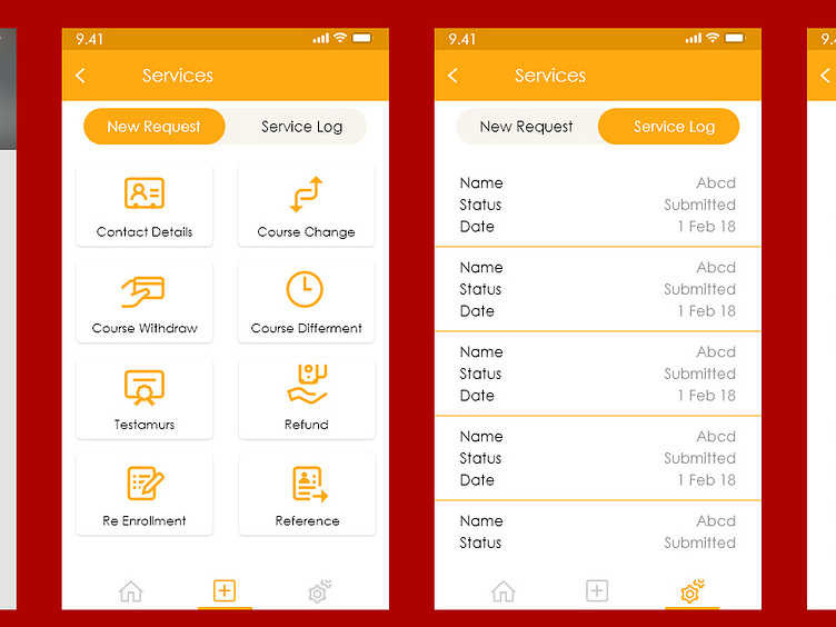 Services Screens and Bottom Navigation by Aruna Indira on Dribbble