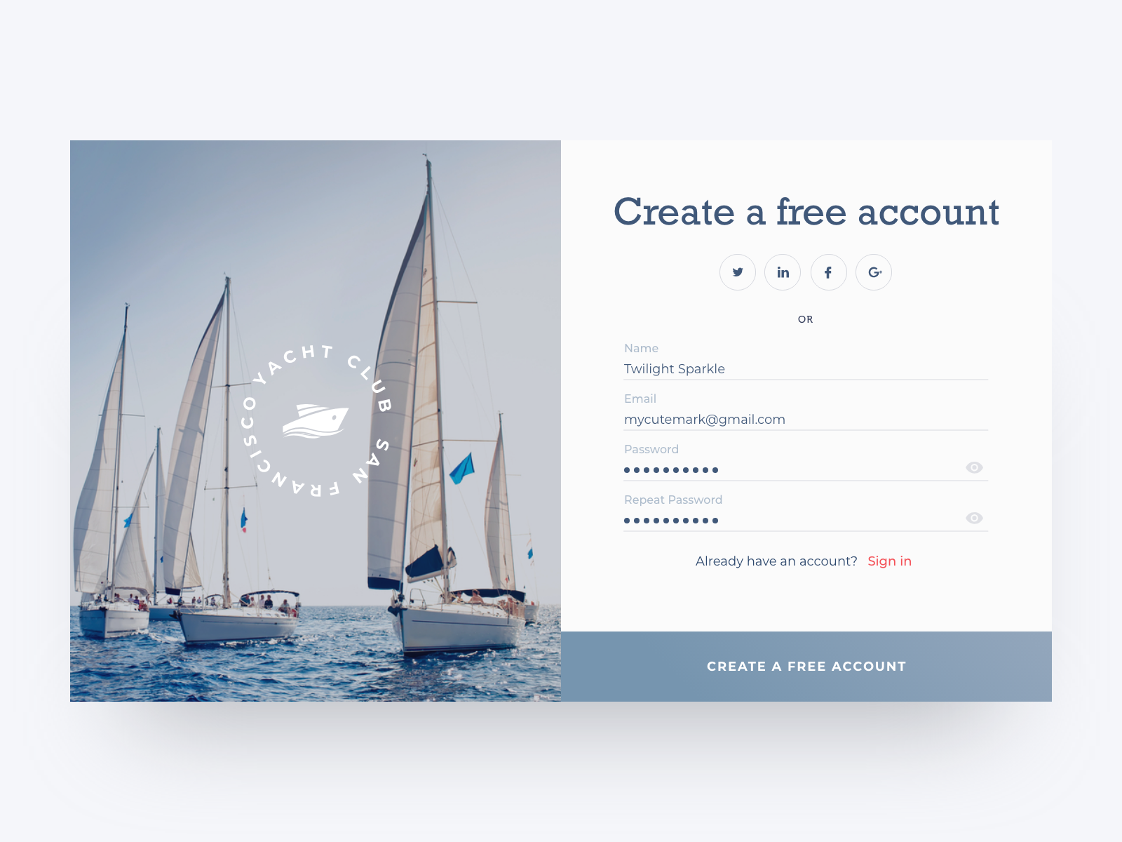 Daily UI Design Challenge #001 — Sign up by Elena Akimova on Dribbble