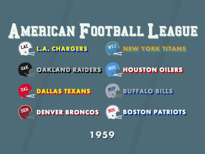 NFL 1970 Merger GIF by Jeff Loehrke on Dribbble