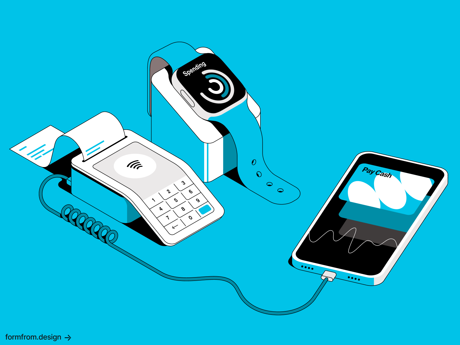 Fintech illustration concept by Dmitrii Kharchenko for FormFrom on Dribbble