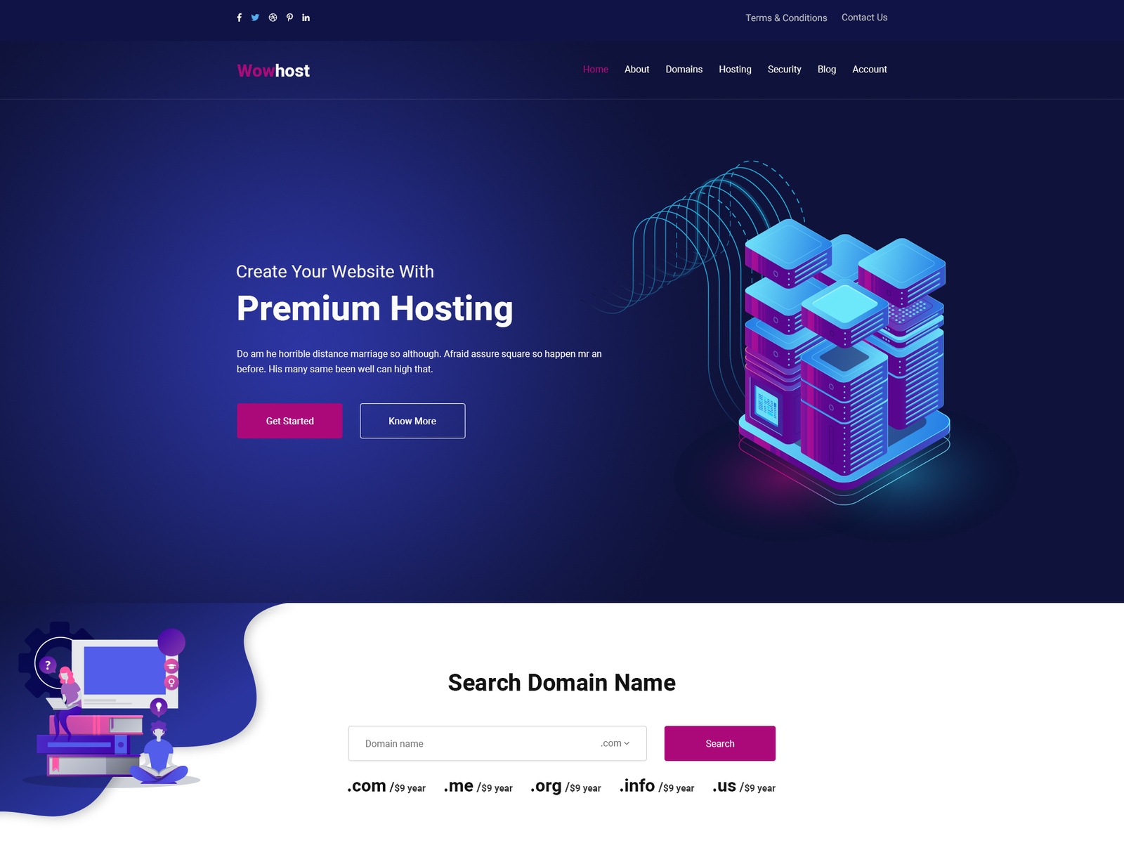 Wowhost - Hosting Business PSD Template by Hafizur Rahaman on Dribbble
