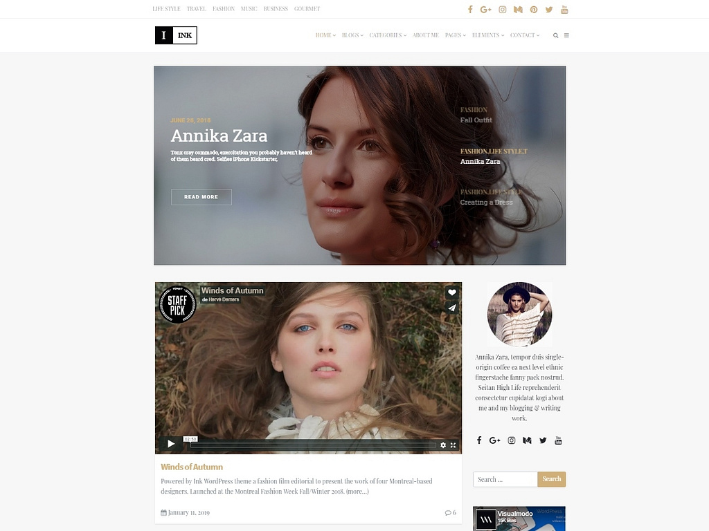 Blog Front-Page - Ink WordPress Theme by Visualmodo WordPress Themes on Dribbble