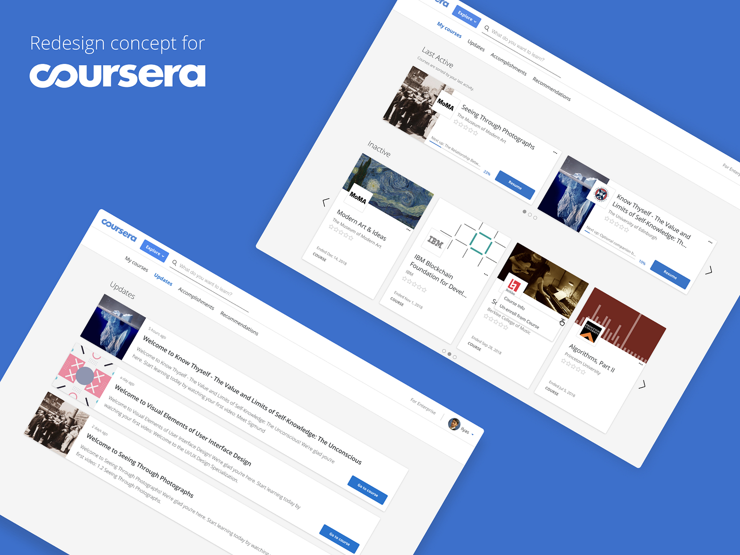Coursera - redesign concept of My Courses page by Ilyas on Dribbble