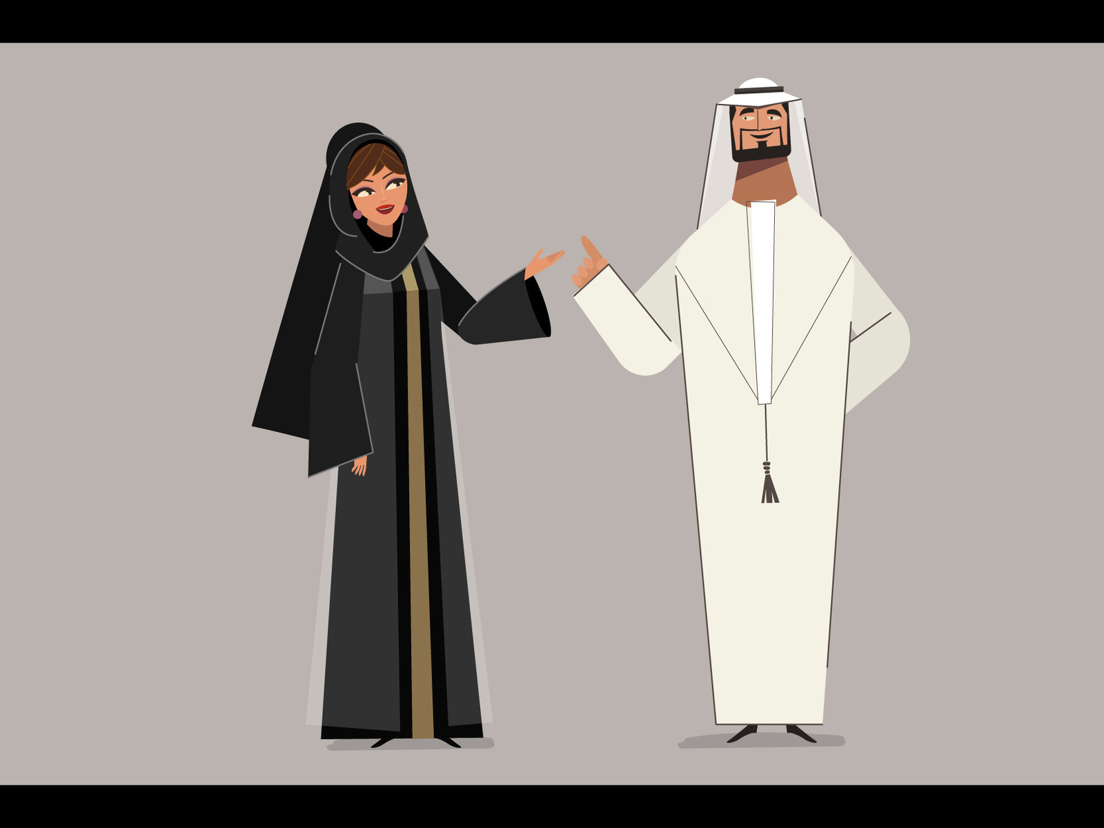 Emirati Man & wife Characters by Shahenda Mostafa on Dribbble