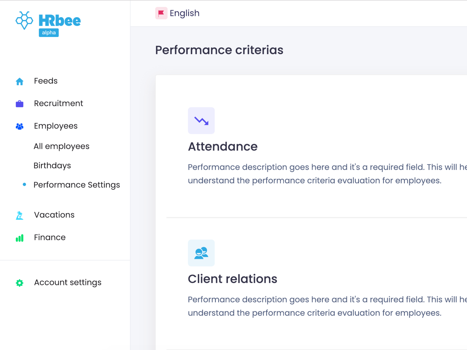 Performance criteria settings by Can Mehmet on Dribbble