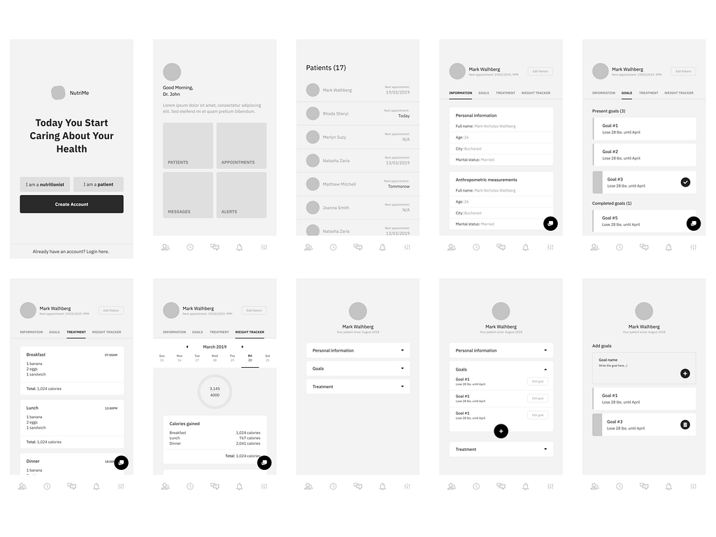 Health App Wireframes by Madalin Duca on Dribbble
