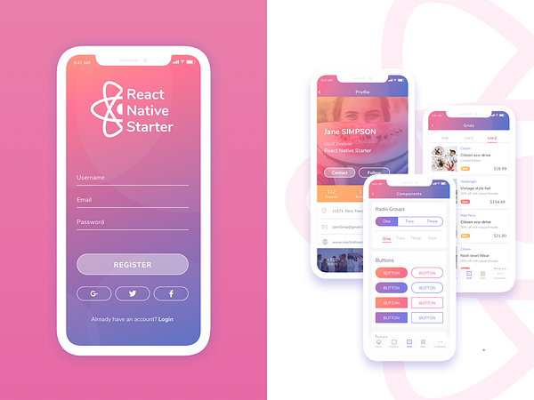 React Native Starter by Natalie Yermolenka for Flatlogic on Dribbble