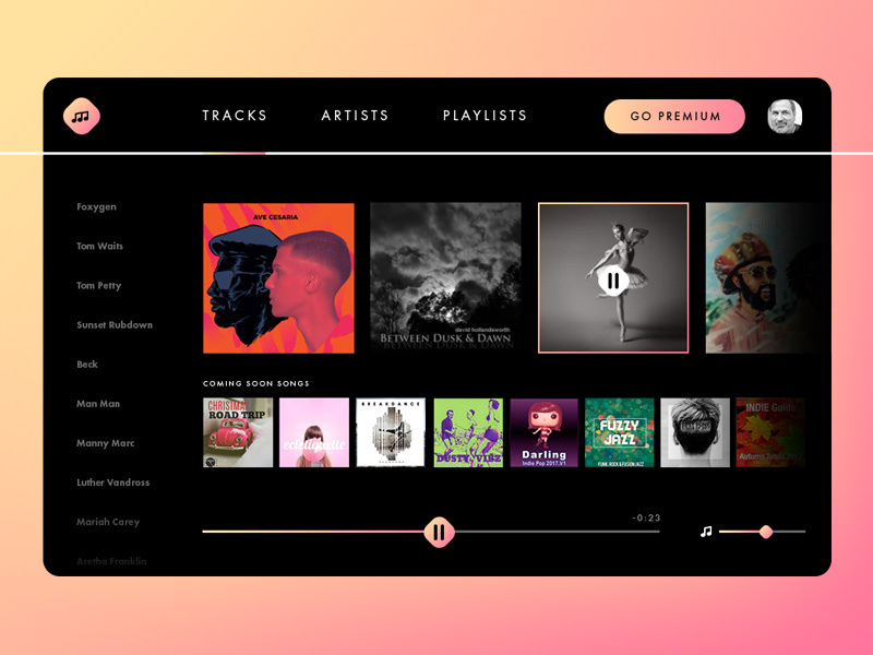 Music app concept by Igor Vensko on Dribbble