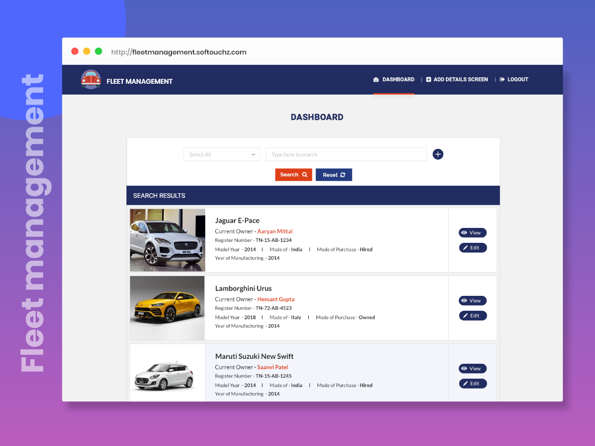 Project : Fleet Management System by Ravinthranath A on Dribbble