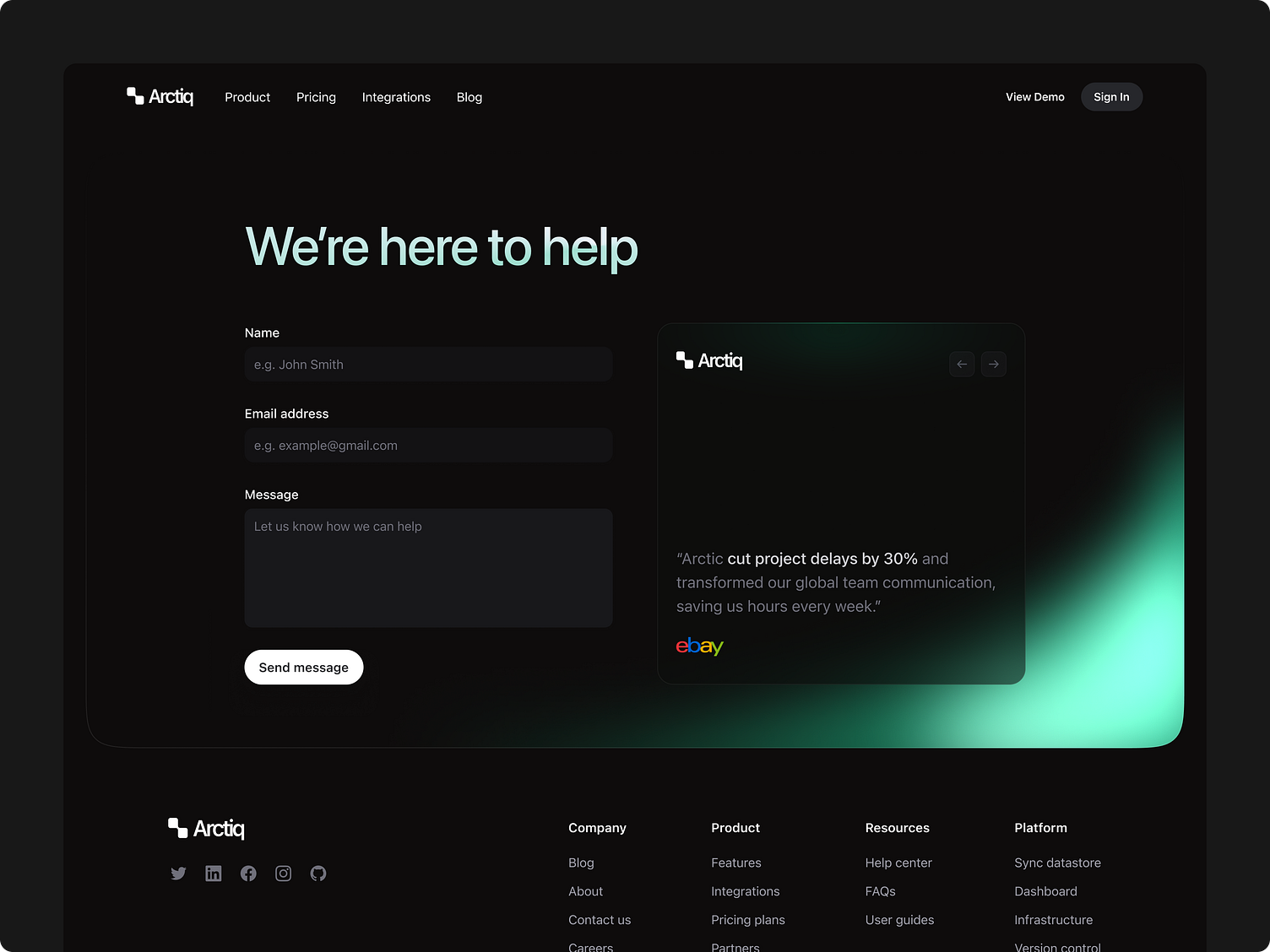 Arctiq - Contact Page by Morva Work for Morva Labs on Dribbble
