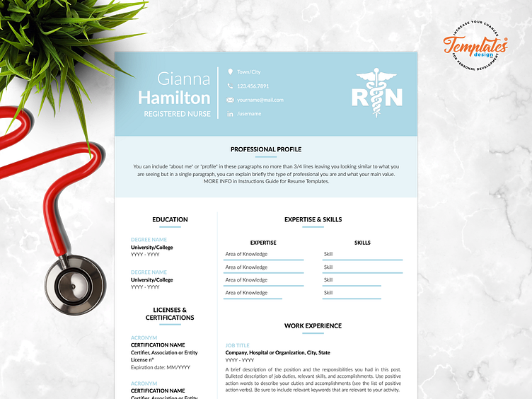 Resume Template For Word And Pages "Gianna Hamilton" by Templates ...