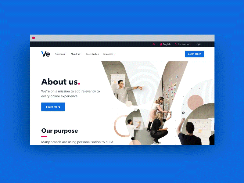 About Us - web page design and build by Ve Global on Dribbble