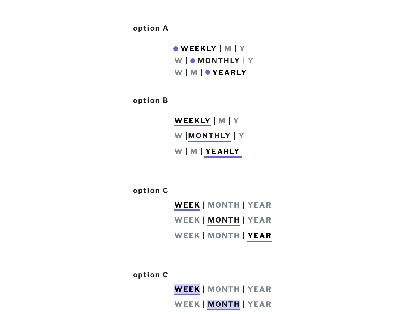 Tab indicator options by J Smith on Dribbble