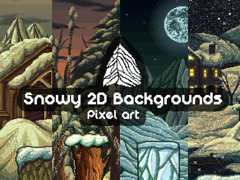 Snowy 2D Pixel Art Backgrounds by 2D Game Assets on Dribbble