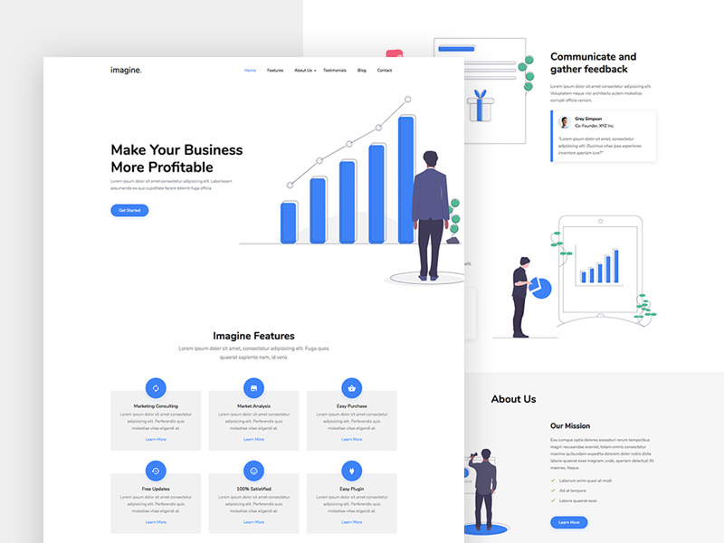 Imagine One Page Free HTML Website Template by Joefrey Mahusay on Dribbble
