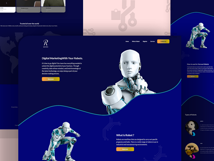 Types of Robots Product Design UI by Nanthakumar on Dribbble