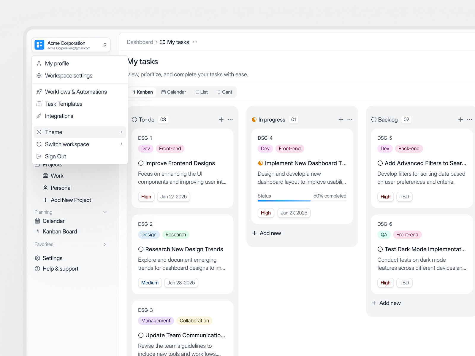 Task management web app by Thilak on Dribbble