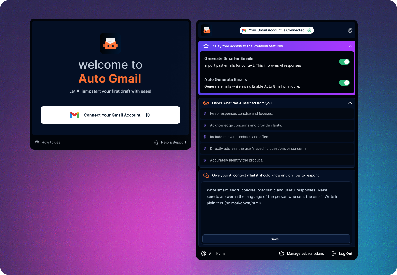 Auto Gmail with ChatGPT – Chrome extension Redesign 🚀 by anil on Dribbble