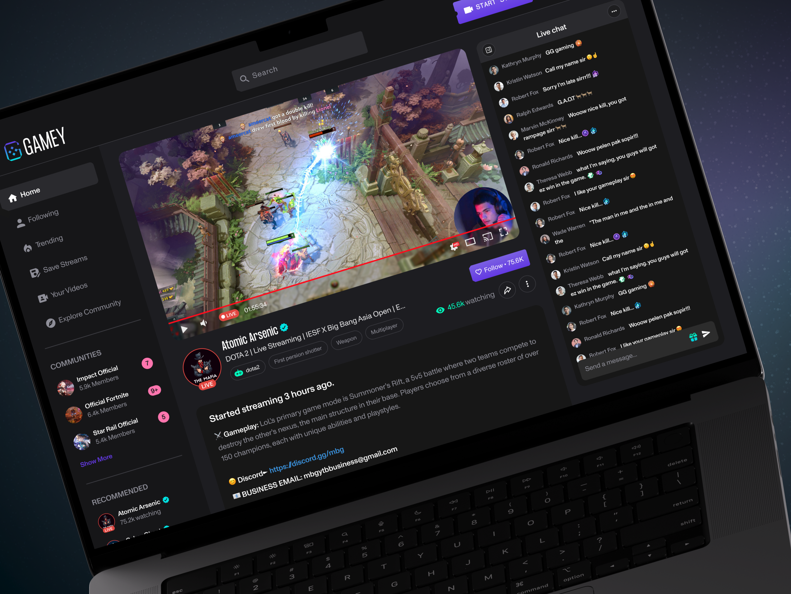 Live Streaming Game App I Gamey by Musemind Branding & Web Design for Musemind on Dribbble