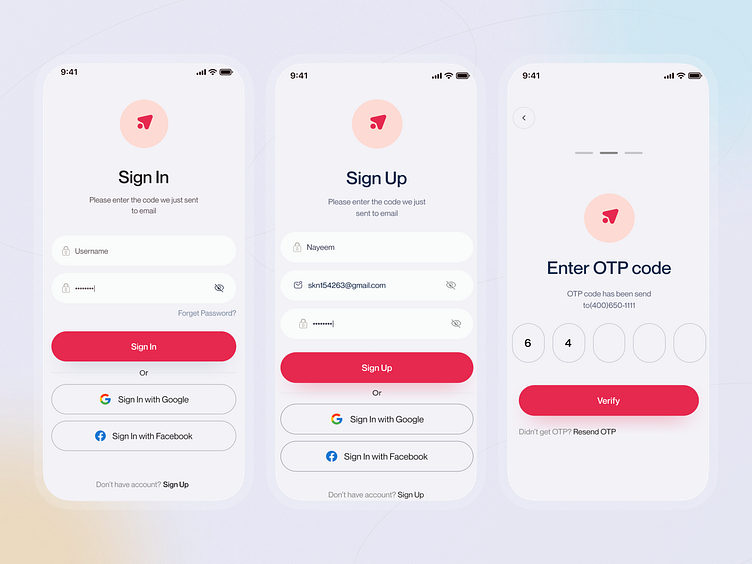 Login / Register - Mobile App by Sk Nayeem on Dribbble