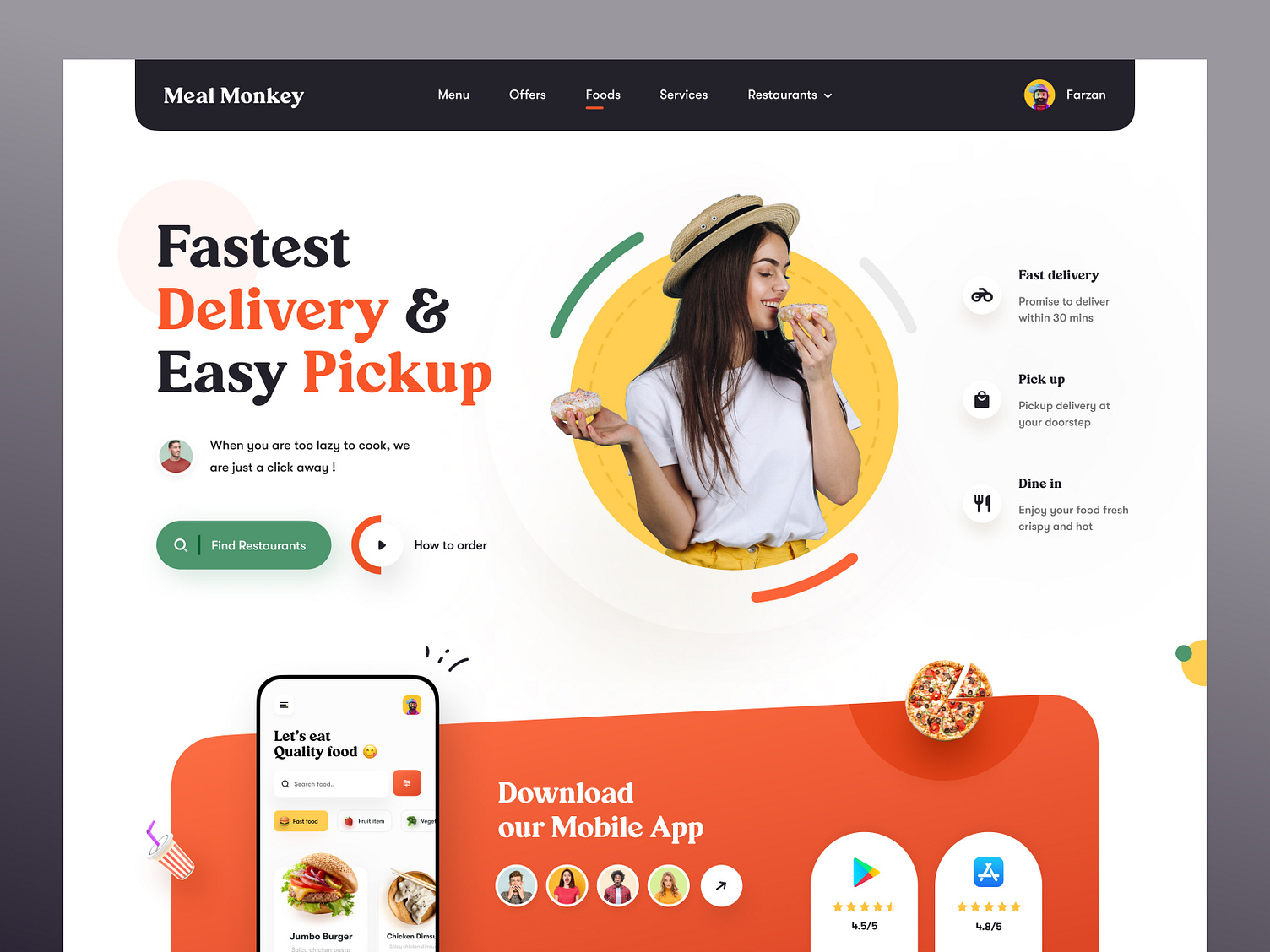 Food Delivery website design by Farzan Faruk for Rylic Studio on Dribbble