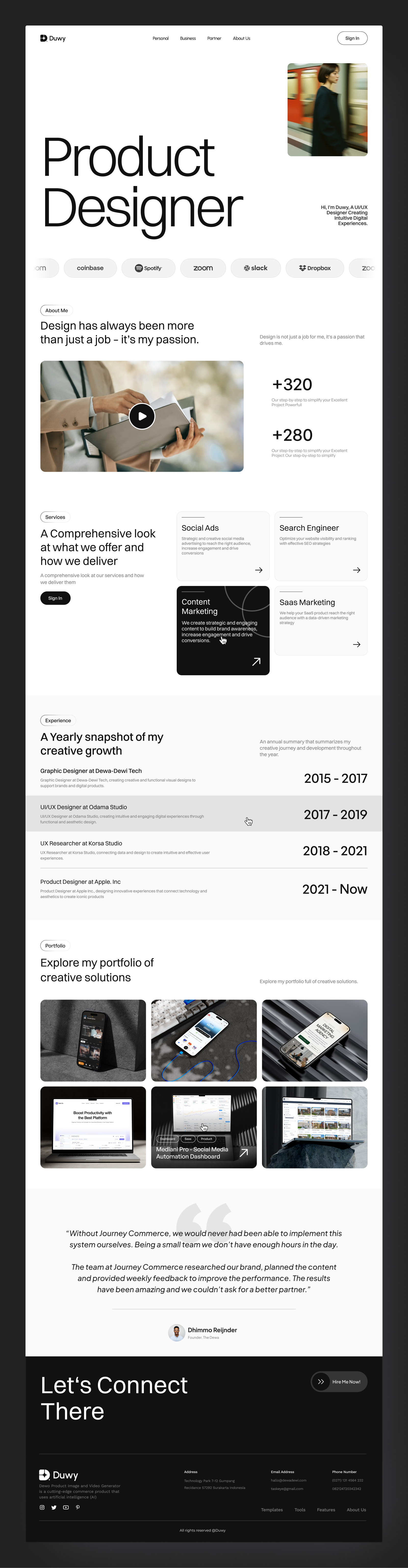Duwy - Personal Portfolio Website by Natasha Belova for Korsa on Dribbble