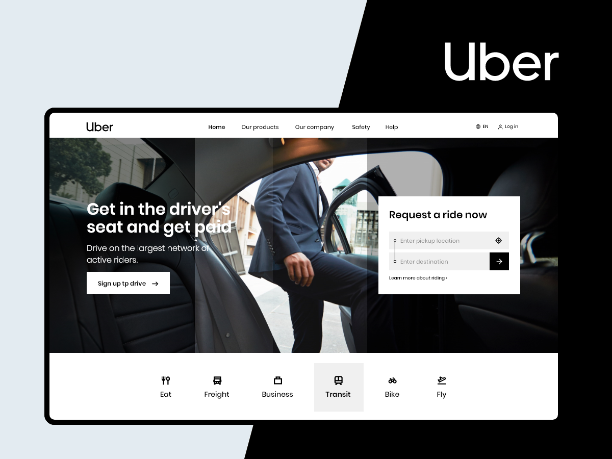 Uber Homepage Redesign by Rafea Fhaily on Dribbble