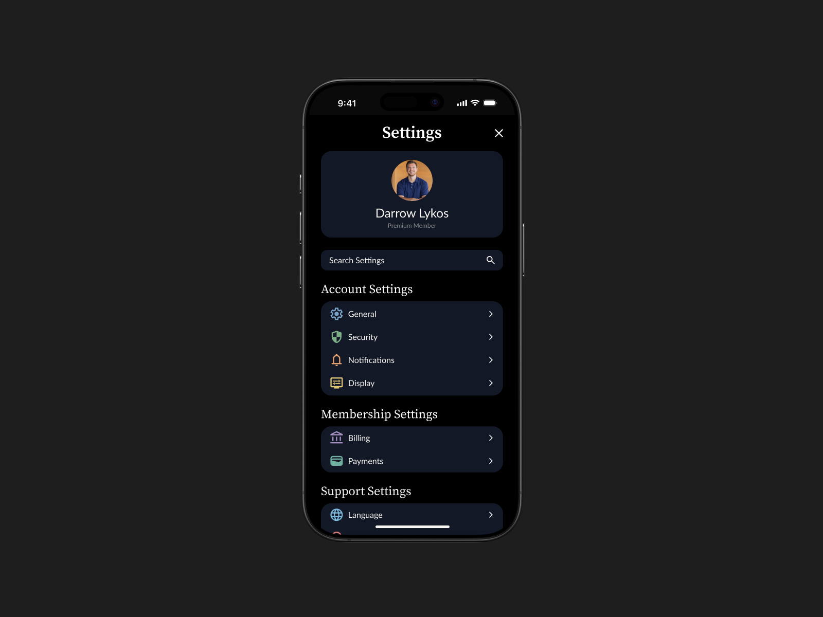 Settings Mobile Screen UI by Wilbur Yeargin | UX/UI Designer on Dribbble