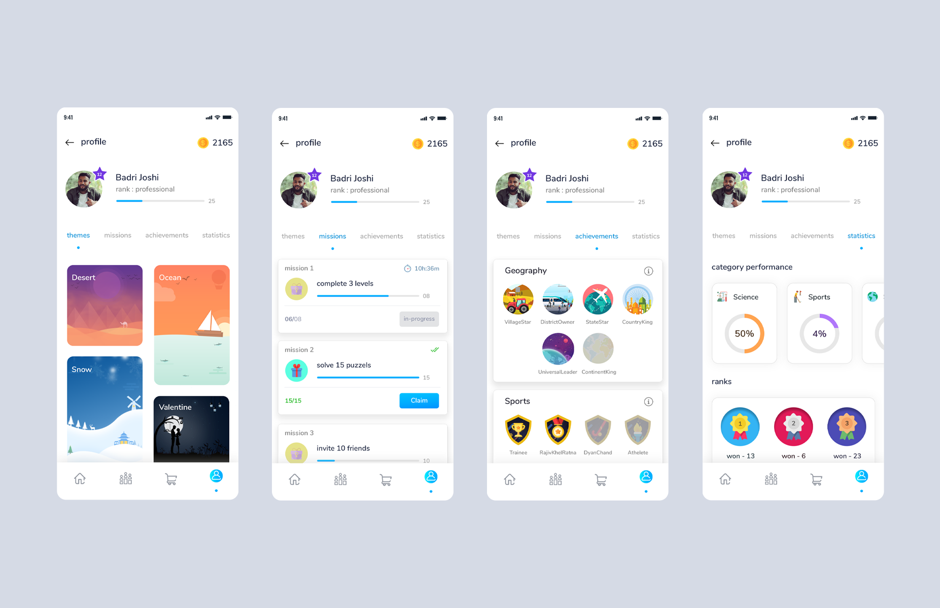 Game profile by Badri Joshi😎 on Dribbble