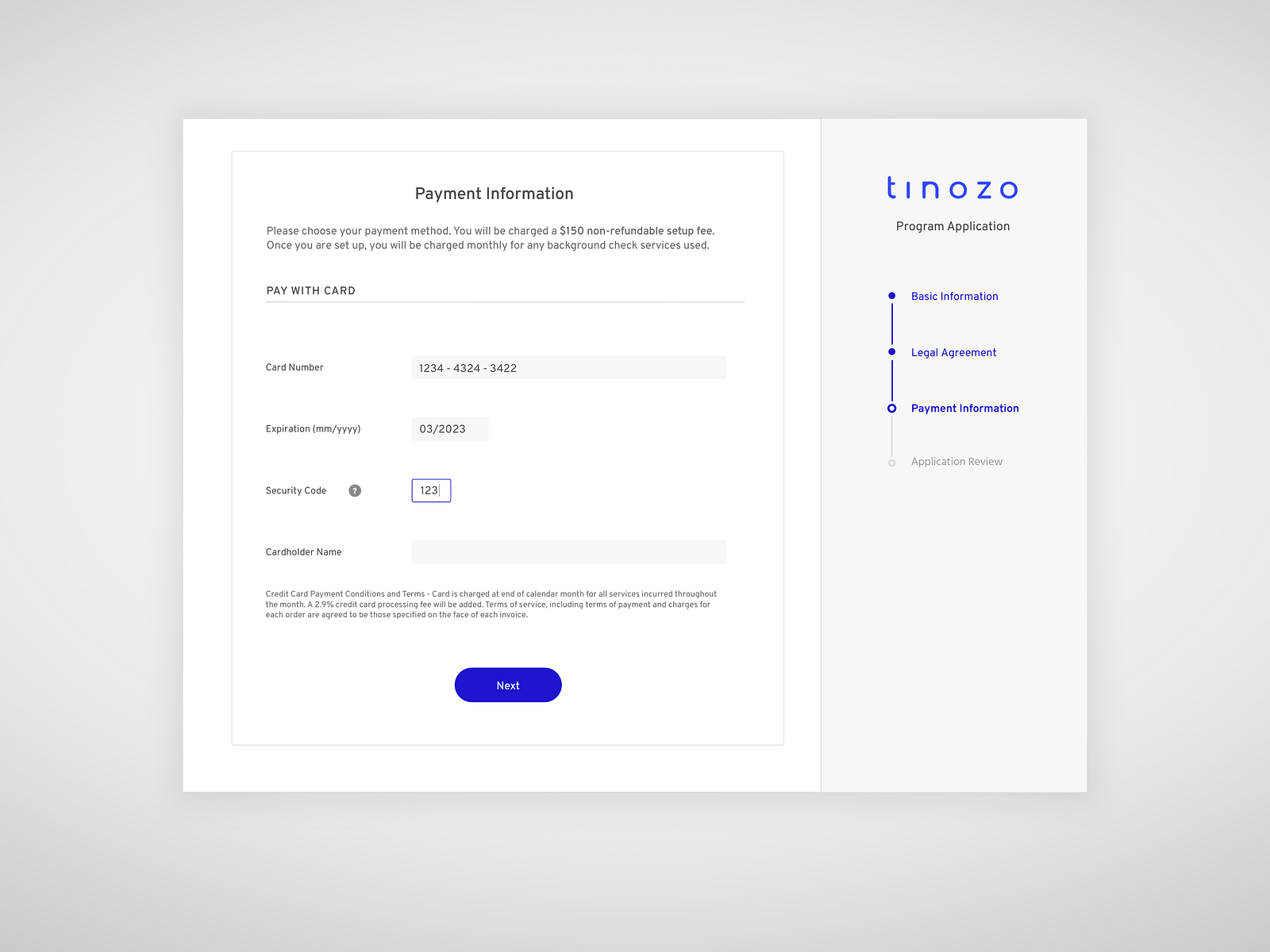Payment Form with Vertical Progress Bar by Grace G. on Dribbble