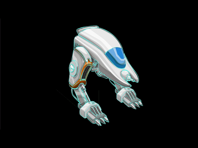 Alien Robot Low Polygon Hologram 2D Animation by Redwater Vectors LLC ...