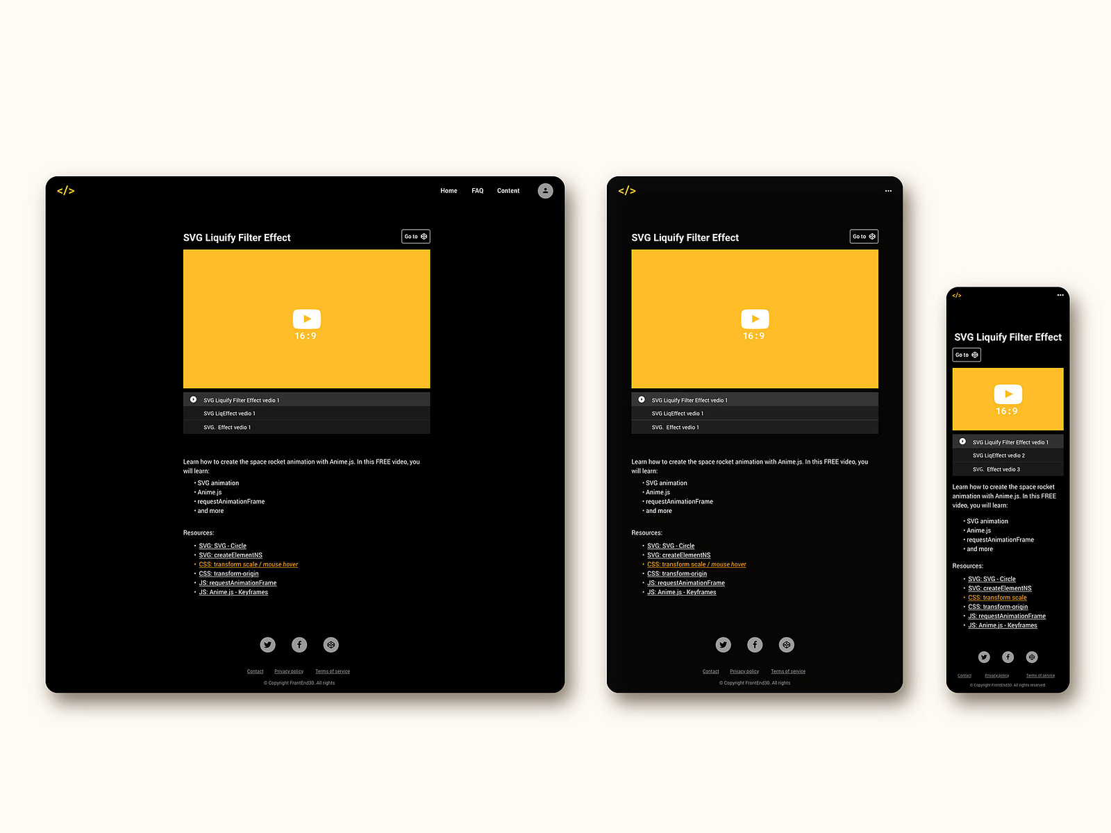 course content page for FrontEnd30 website / UI design by nana on Dribbble