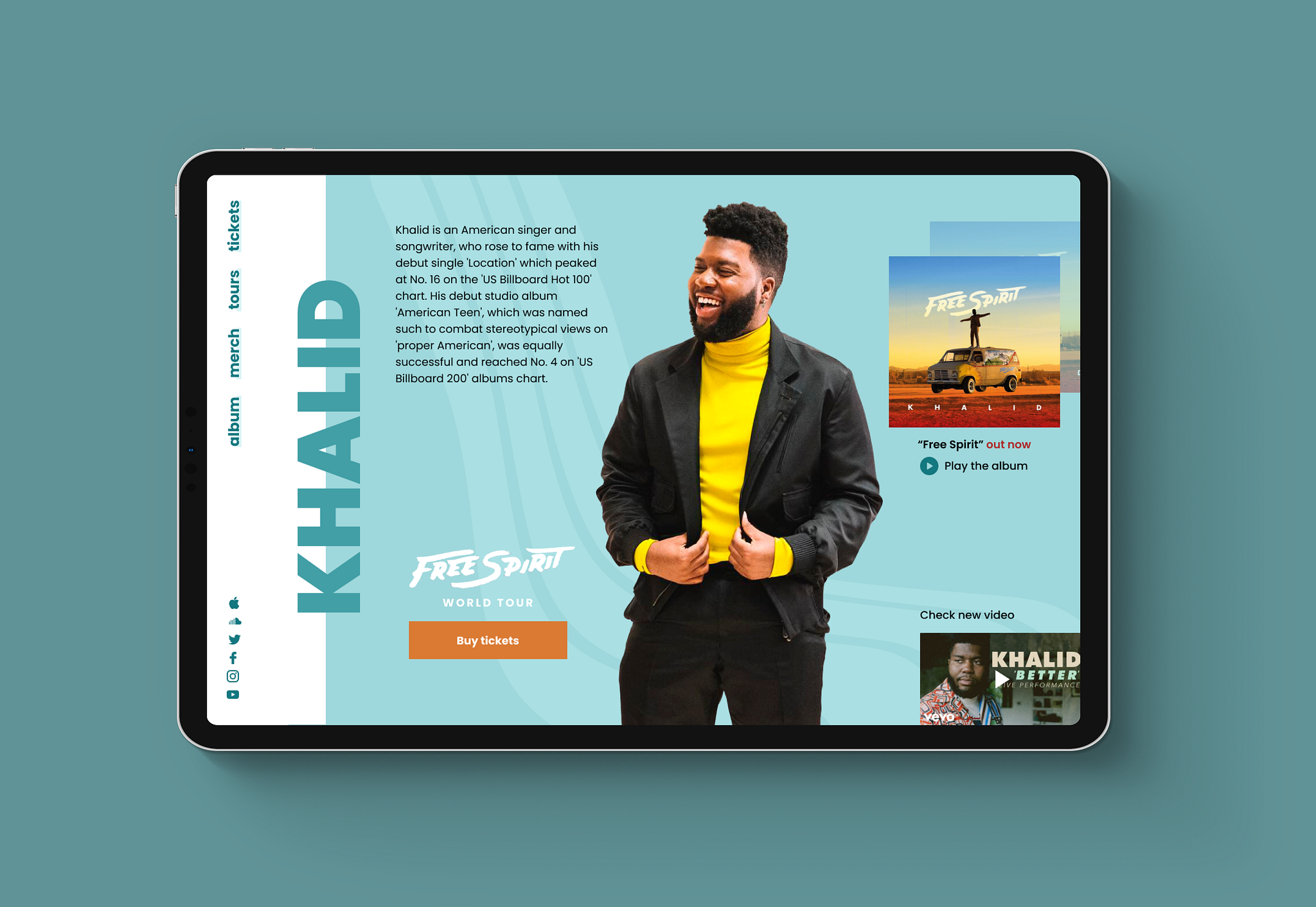 Khalid - Web design concept by Katie To on Dribbble