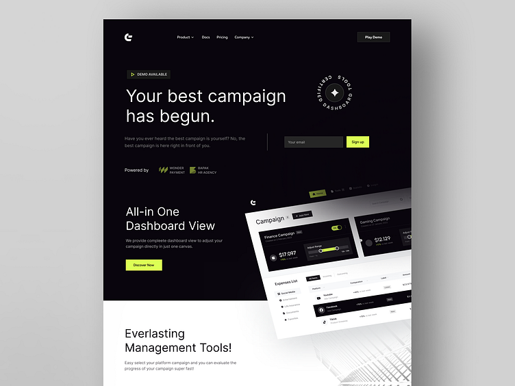Campaign Manager Dashboard Landing Page by Fauzi Akmal for Keitoto on ...