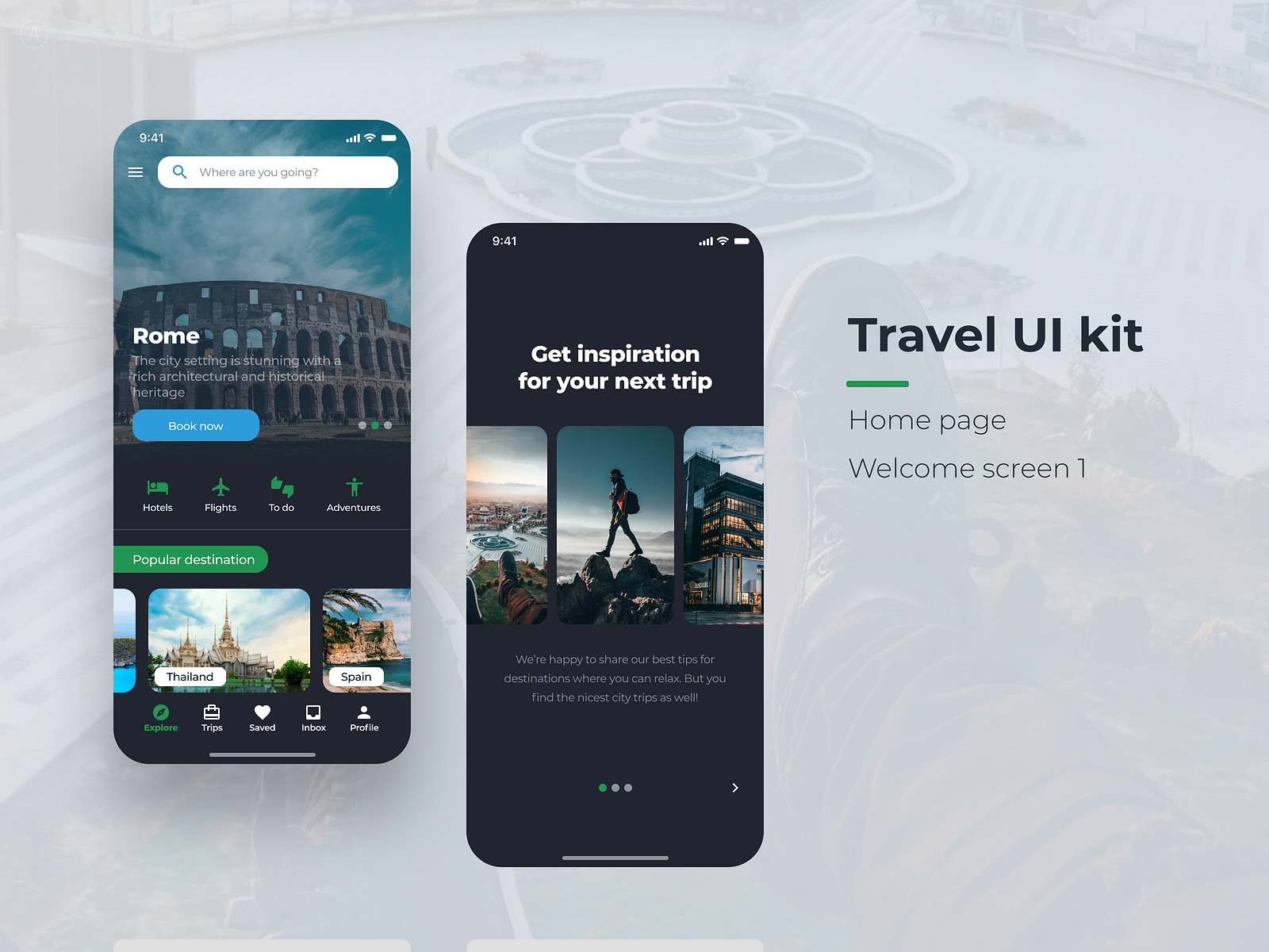 Travel app UI kit by Aleksandr Maliavka on Dribbble