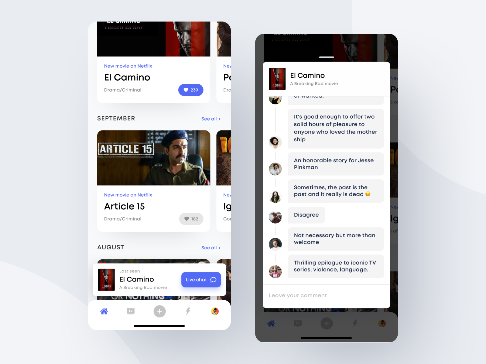Movie and TV shows App by Lay – UX/UI and branding for Voyager on Dribbble