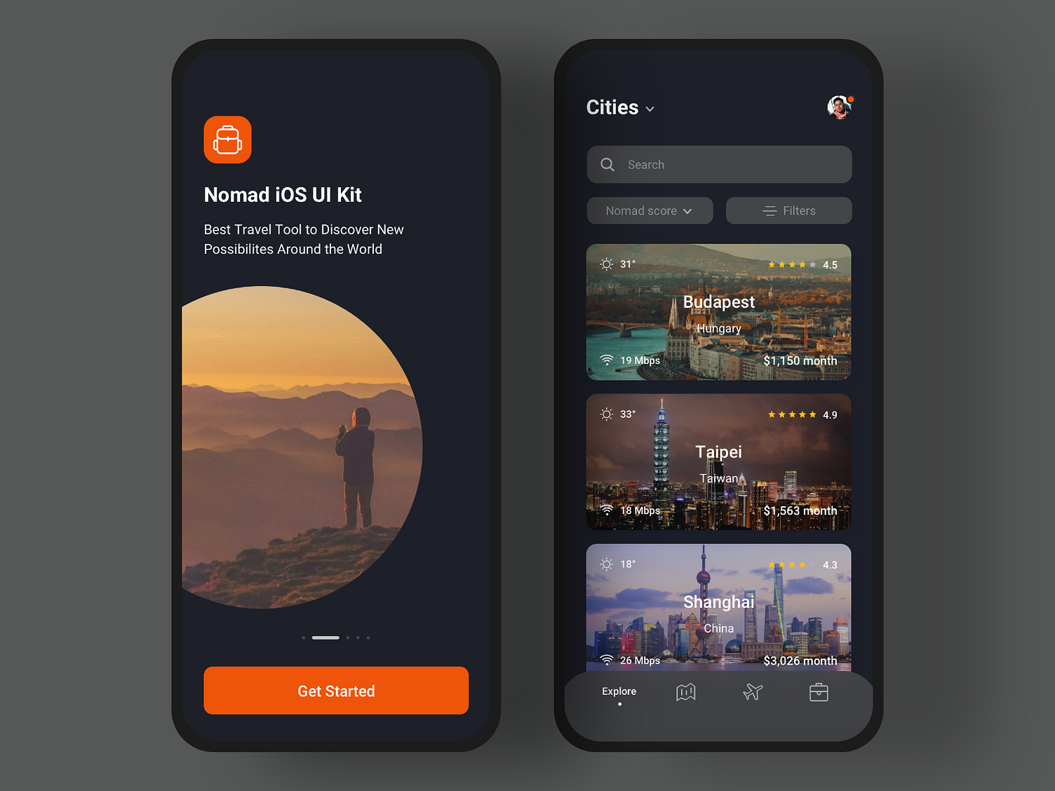 🎒Nomad iOS UI Kit with Design System II by Robert Licau for UI8 on Dribbble