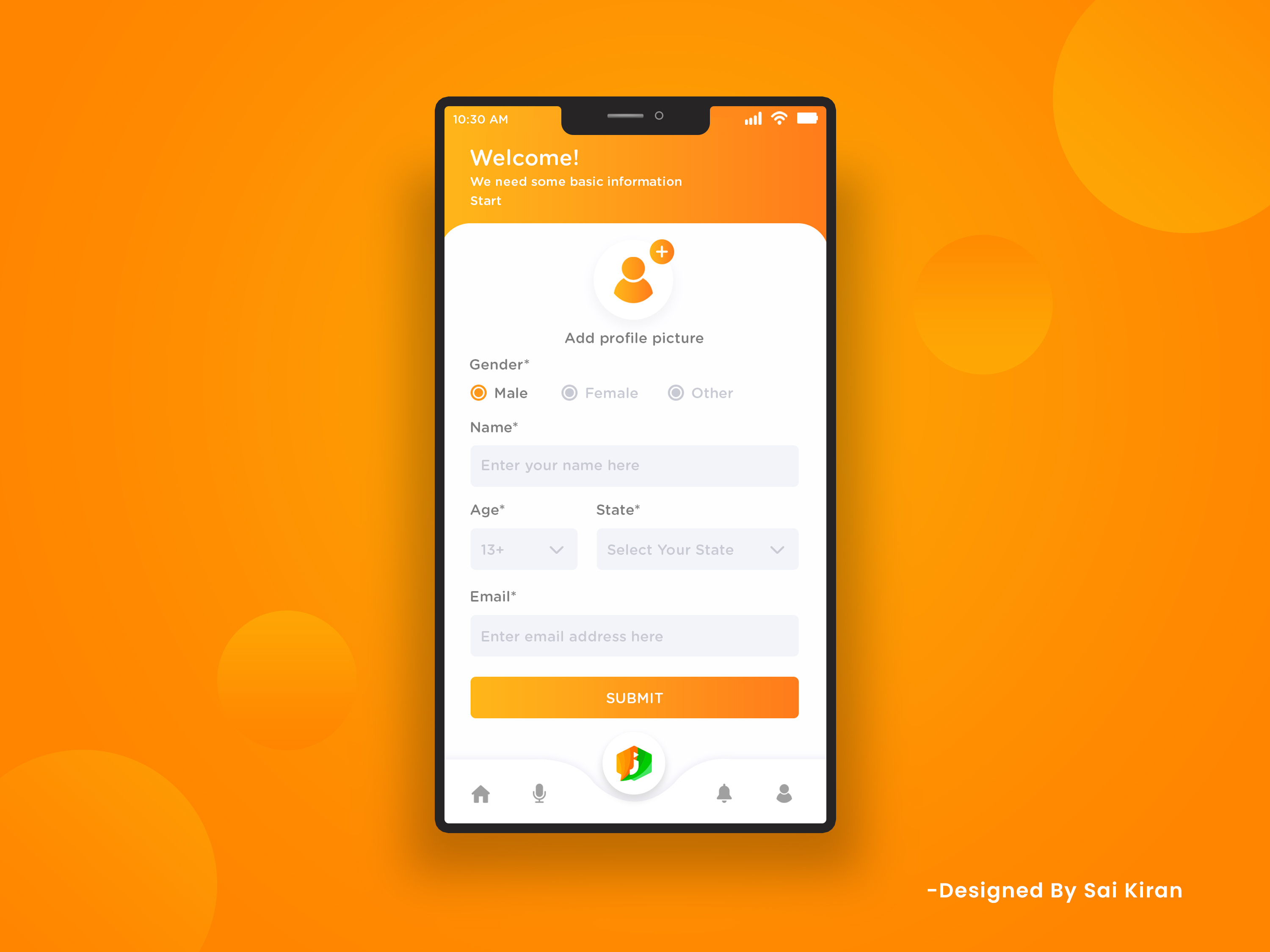 Mobile app profile update design by Sai kiran on Dribbble