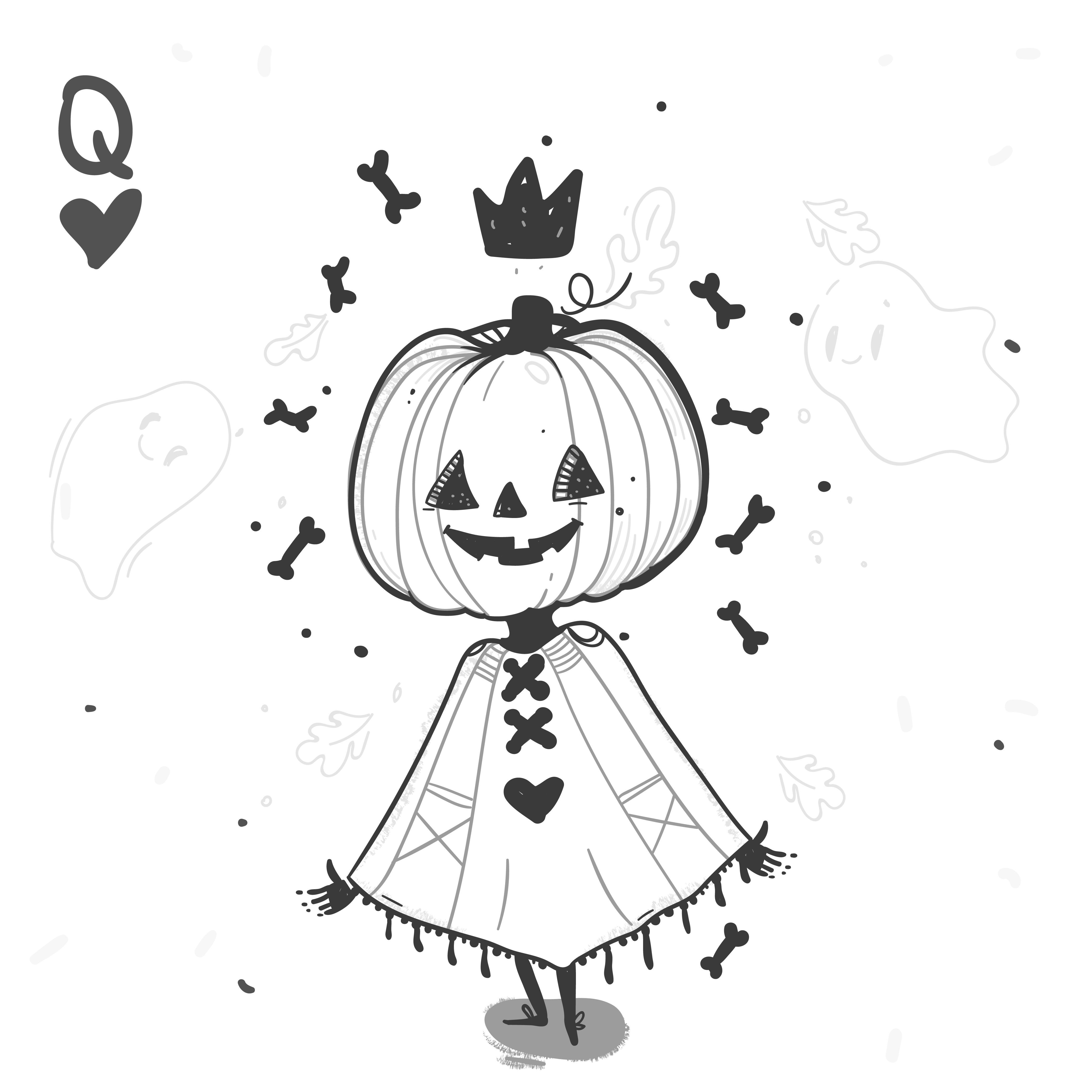 Magic pumpkin in a night Halloween. cute vector illustration *3* by ...