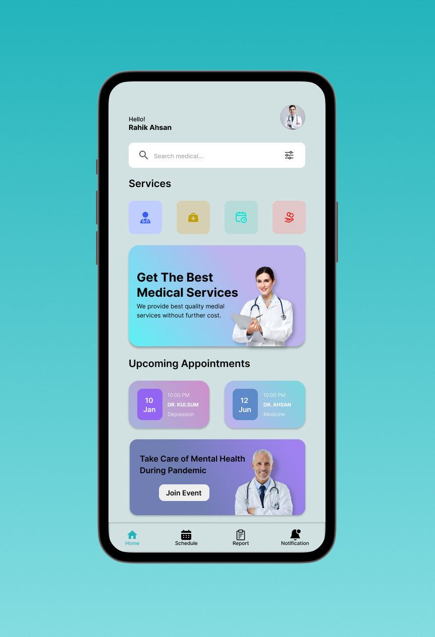 Medical App Design by Rafikul Ahsan Rahik on Dribbble
