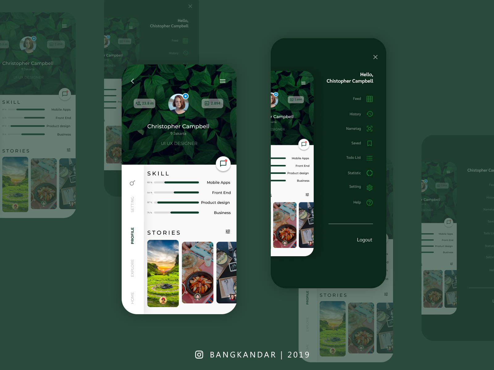 Navigation Drawer UI Trend by Bangkandar on Dribbble