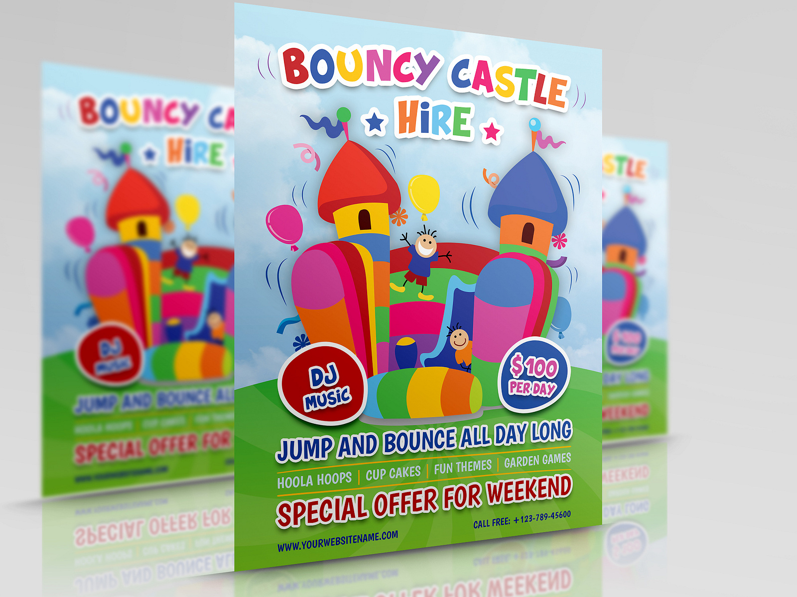 Bouncy Castle Hire Flyer Template by OWPictures on Dribbble