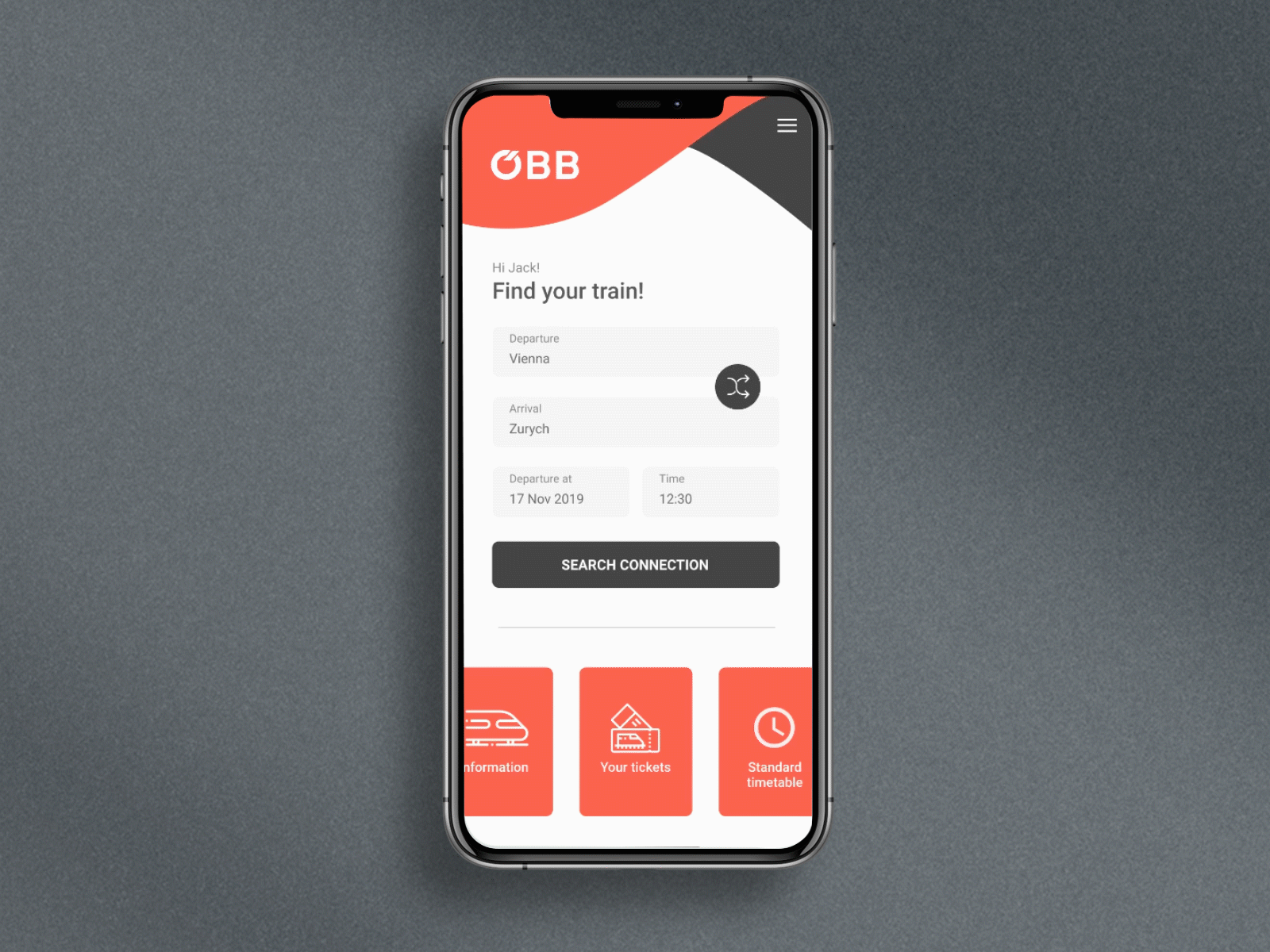 OBB train ticket app - redesign concept by Szymon Niziołek on Dribbble